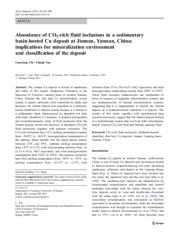 (PDF) Abundance of CO2-rich fluid inclusions in a sedimentary basin ...