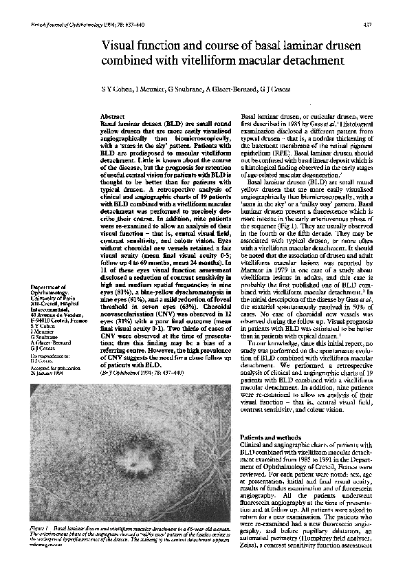 (PDF) Visual function and course of basal laminar drusen combined with ...
