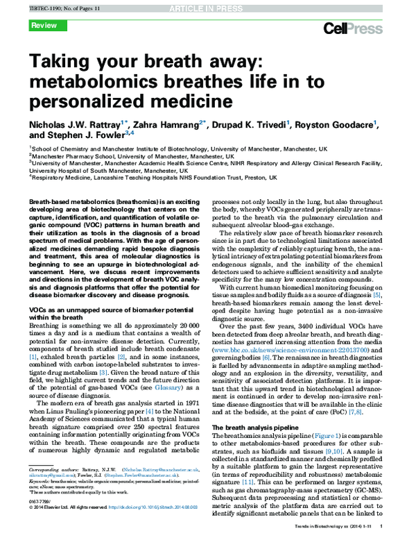 (PDF) Taking your breath away: metabolomics breathes life in to ...
