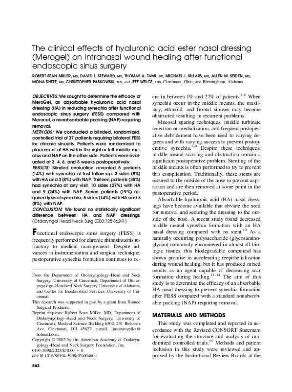 (PDF) The clinical effects of hyaluronic acid ester nasal dressing ...