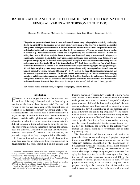 (PDF) RADIOGRAPHIC AND COMPUTED TOMOGRAPHIC DETERMINATION OF FEMORAL ...