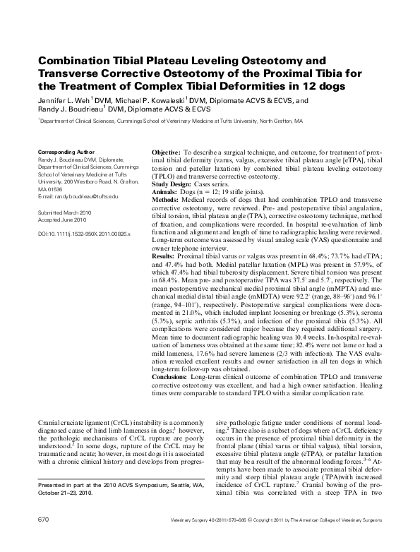 (PDF) Combination Tibial Plateau Leveling Osteotomy and Transverse ...