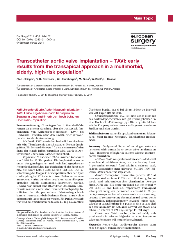 (PDF) TRANSCATHETER AORTIC VALVE IMPLANTATION (TAVI) IN PATIENTS WITH LOW-FLOW, LOW-GRADIENT ...