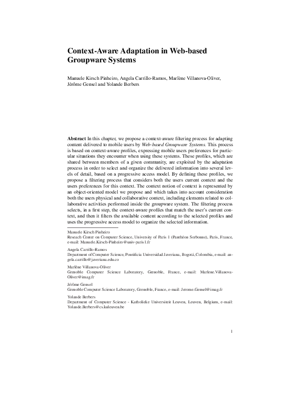 (PDF) Context-Aware Adaptation in Web-Based Groupware Systems