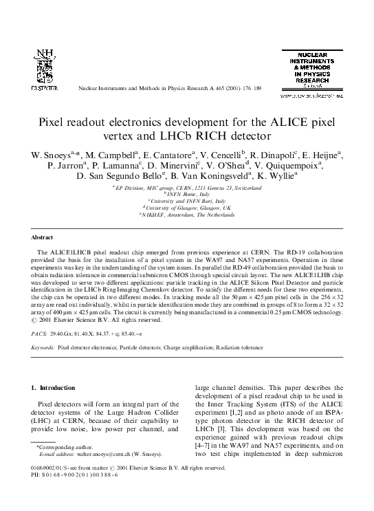 (PDF) Pixel readout electronics development for the ALICE pixel vertex ...