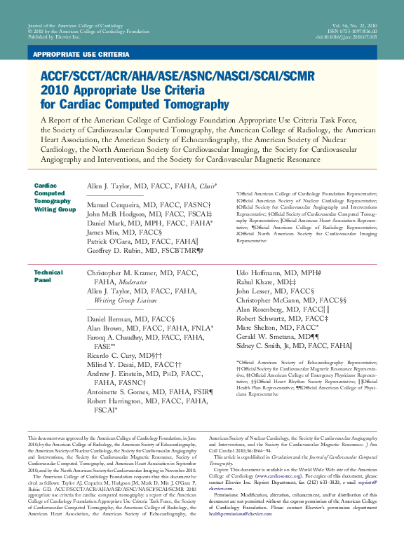 (PDF) ACCF/ASE/ACEP/ASNC/SCAI/SCCT/SCMR 2007 appropriateness criteria ...