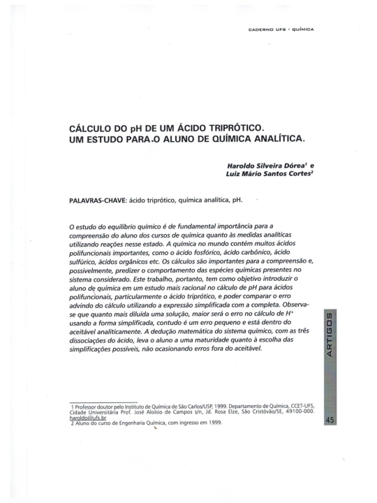 (PDF) Cálculo do pH de um Ácido Triprótico. Um Estudo para o Aluno de ...