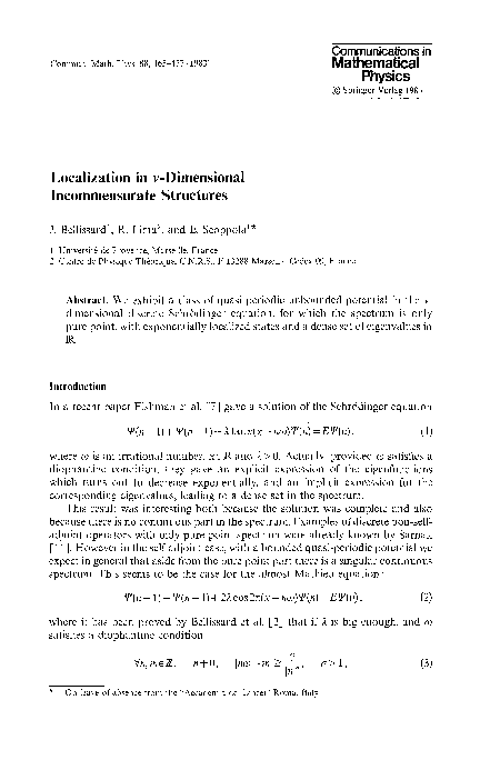 (PDF) Localization inv-dimensional incommensurate structures