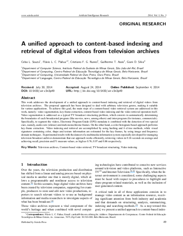 (PDF) A unified approach to content-based indexing and retrieval of ...