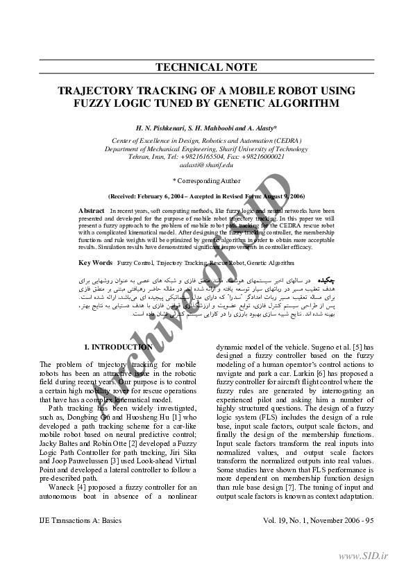 (PDF) TECHNICAL NOTE TRAJECTORY TRACKING OF A MOBILE ROBOT USING FUZZY LOGIC TUNED BY GENETIC ...