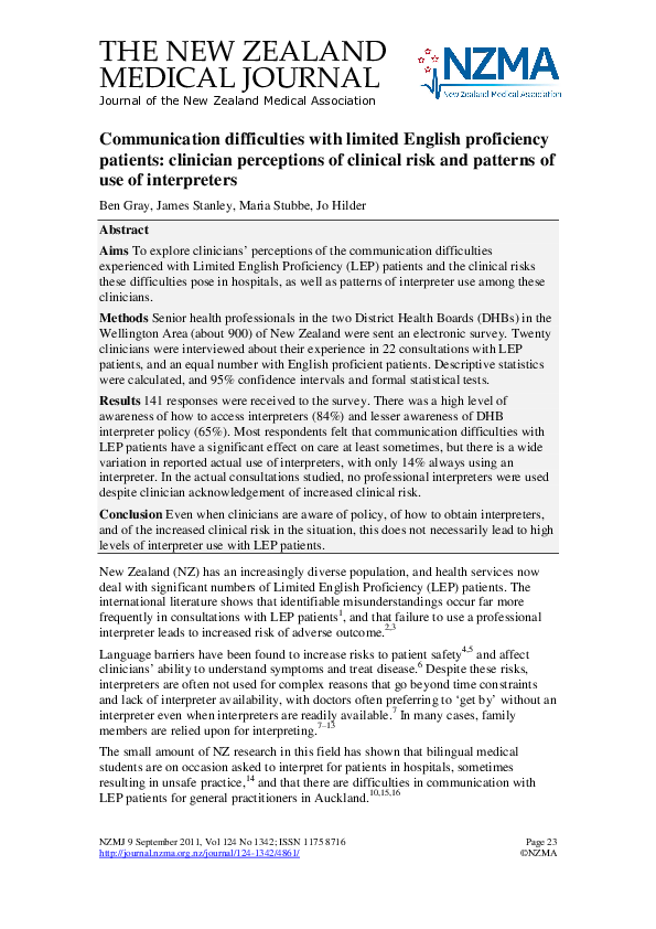(PDF) Communication difficulties with limited English proficiency ...