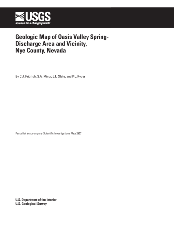 (PDF) Geologic Map of Oasis Valley Spring- Discharge Area and Vicinity ...
