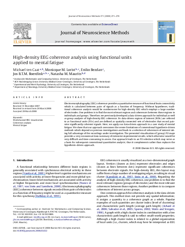 (PDF) High-density EEG coherence analysis using functional units applied to mental fatigue