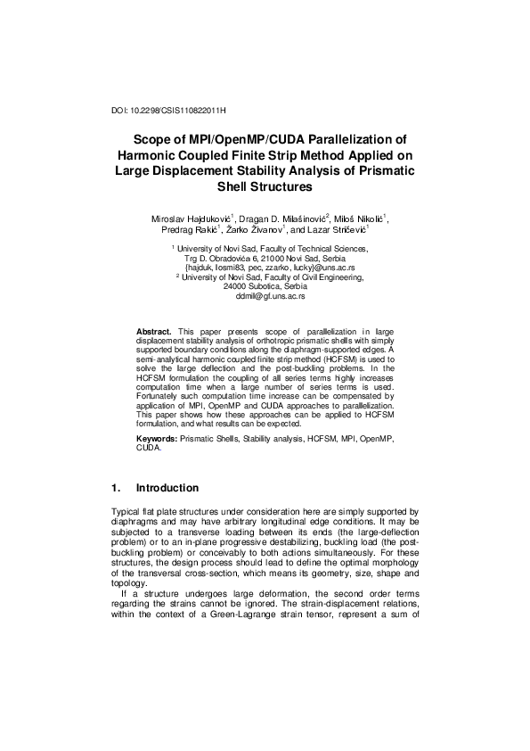 (PDF) Scope of MPI/OpenMP/CUDA parallelization of harmonic coupled finite strip method applied ...