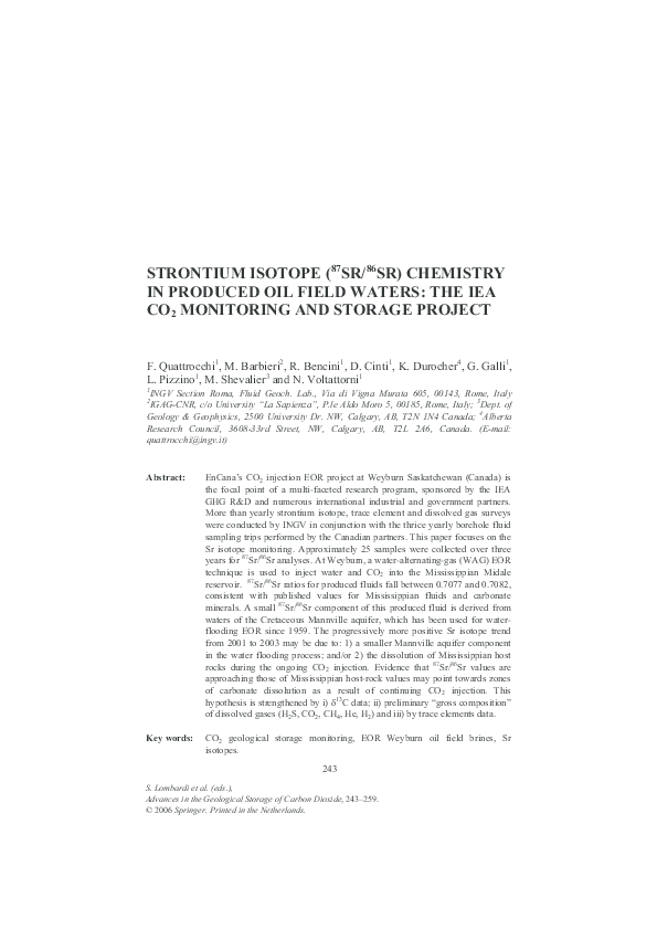 (PDF) STRONTIUM ISOTOPE (87SR/86SR) CHEMISTRY IN PRODUCED OIL FIELD ...