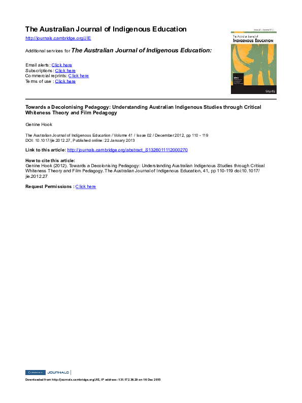 (PDF) The Australian Journal of Indigenous Education Towards a ...