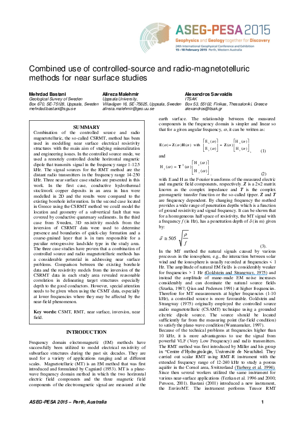 (PDF) Combined use of controlled-source and radio-magnetotelluric ...