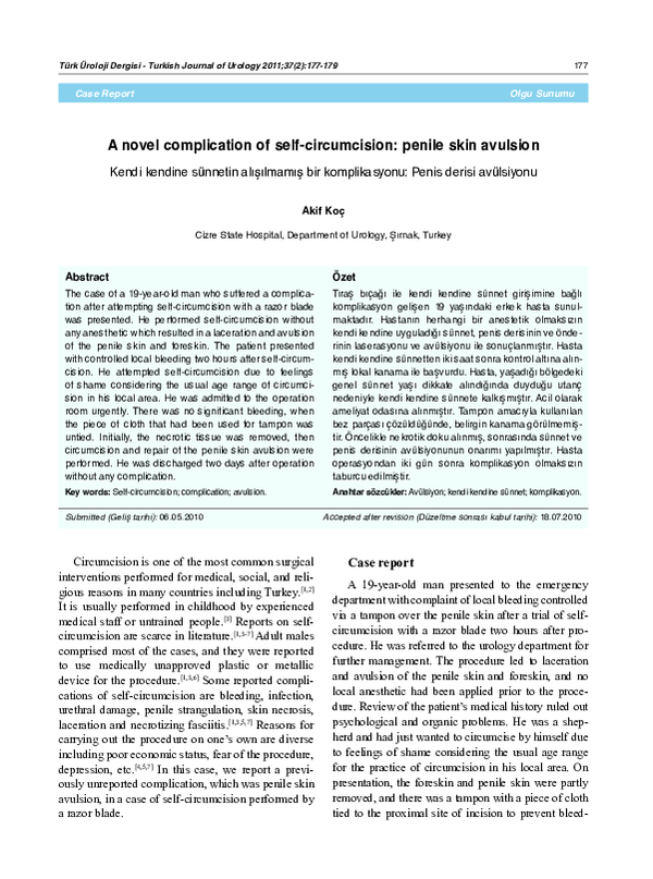 (PDF) A novel complication of self-circumcision: penile skin avulsion