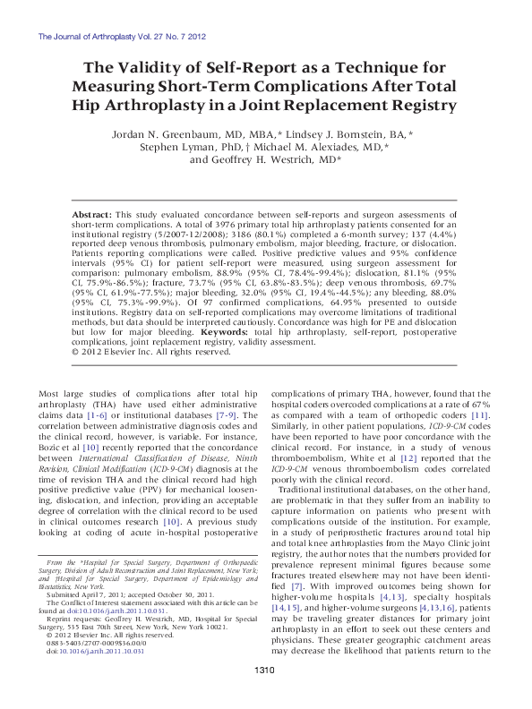 (PDF) The Validity of Self-Report as a Technique for Measuring Short ...