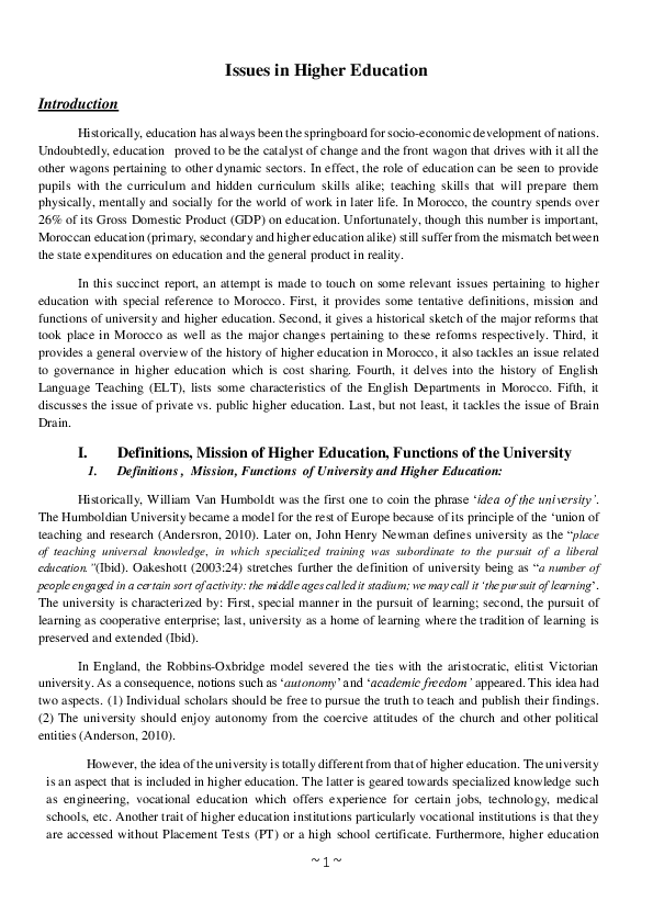 (PDF) Issues in Higher Education