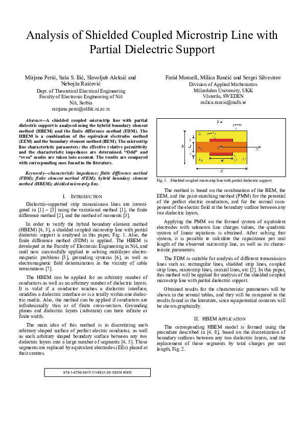 (PDF) Analysis of shielded coupled microstrip line with partial ...