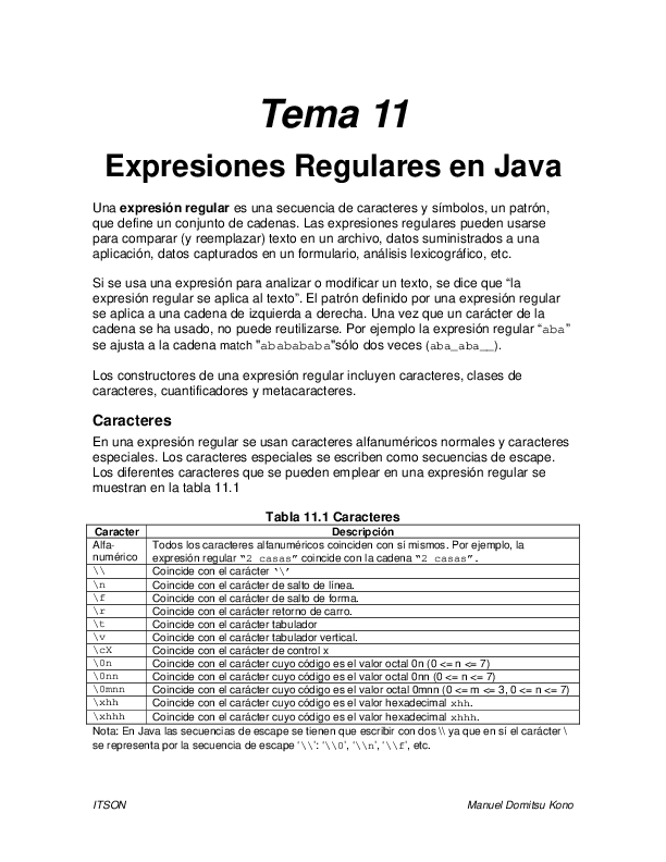 (PDF) Expresiones Regulares en Java | VakMan Cordero - Academia.edu