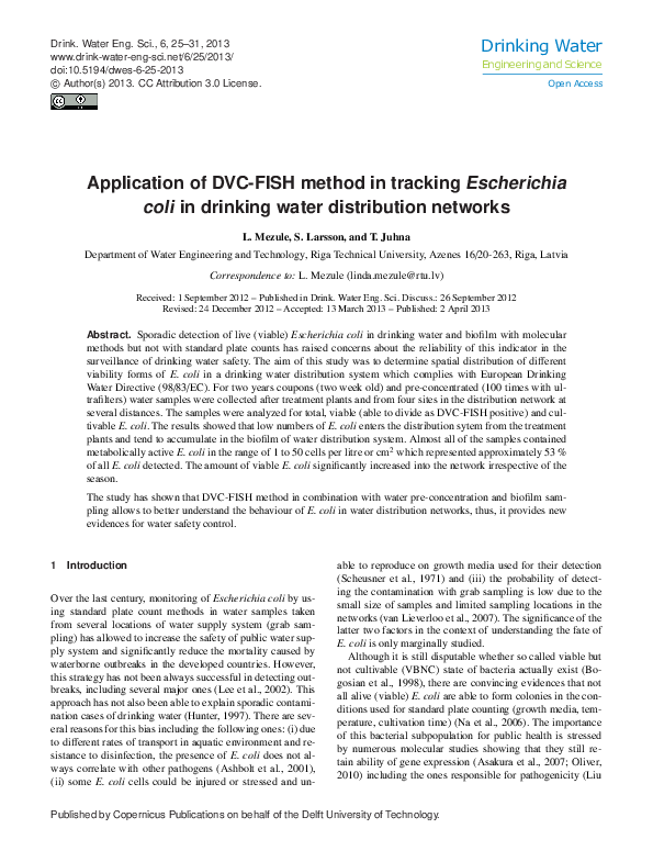 (PDF) Application of DVC-FISH method in tracking Escherichia coli in ...