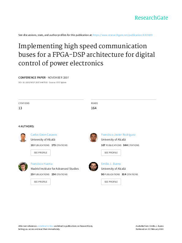 Pdf Implementing High Speed Communication Buses For A Fpga Dsp Architecture For Digital