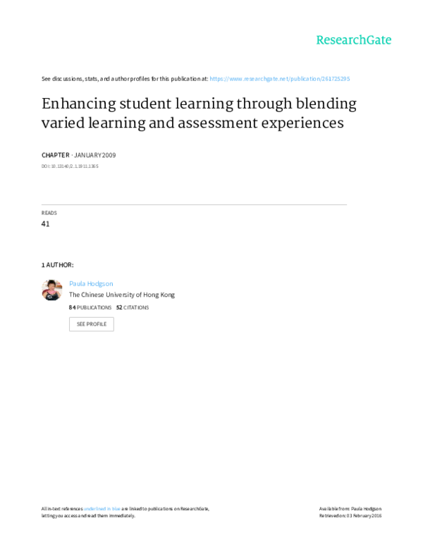 (PDF) Enhancing Student Learning through Blending Varied Learning and Assessment Experiences