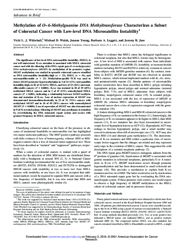 (PDF) Methylation of O 6-methylguanine-DNA methyltransferase (MGMT ...