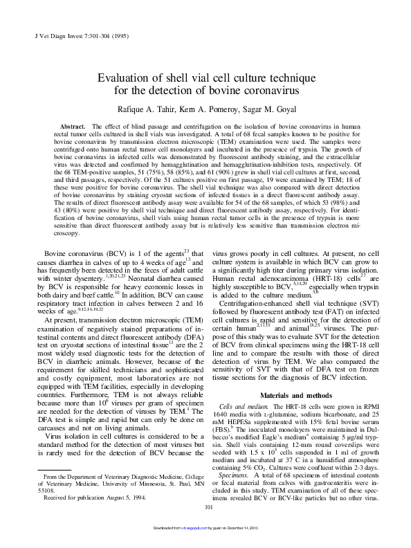 (PDF) Evaluation of Shell Vial Cell Culture Technique for the Detection ...