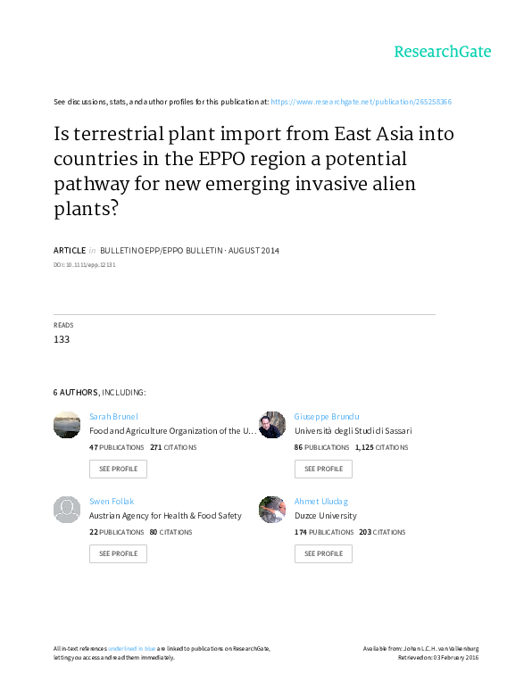 (PDF) Is terrestrial plant import from East Asia into countries in the ...