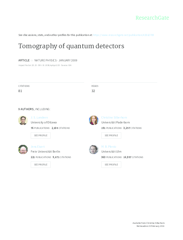 (PDF) Tomography of quantum detectors