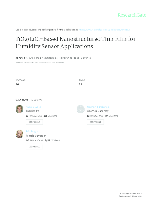 (PDF) TiO 2 /LiCl-Based Nanostructured Thin Film for Humidity Sensor Applications
