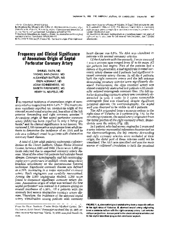 (PDF) Frequency and clinical significance of anomalous origin of septal ...