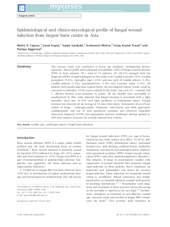 (PDF) Epidemiological and clinico-mycological profile of fungal wound ...
