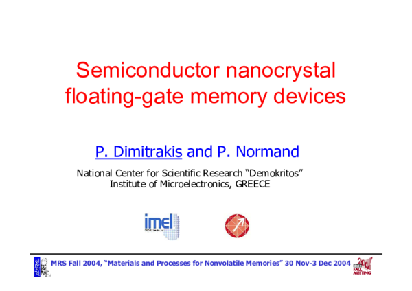 Semiconductor Nanocrystal Floating-gate Memory Devices