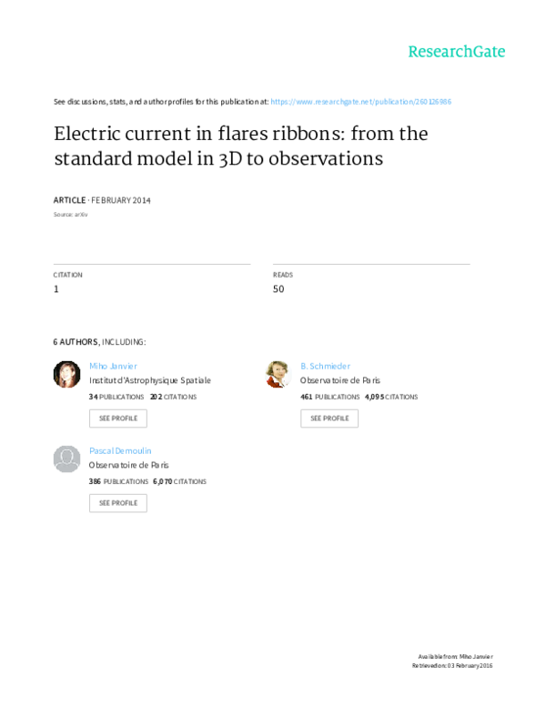 (PDF) Electric current in flares ribbons: from the standard model in 3D ...