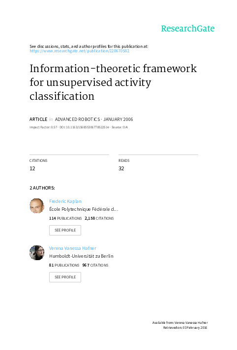 (PDF) Information-theoretic framework for unsupervised activity classification