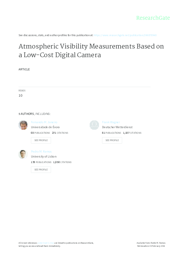 (PDF) Atmospheric Visibility Measurements Based on a Low-Cost Digital Camera