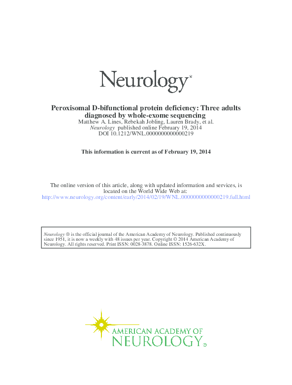 (PDF) Peroxisomal D-bifunctional protein deficiency: Three adults ...