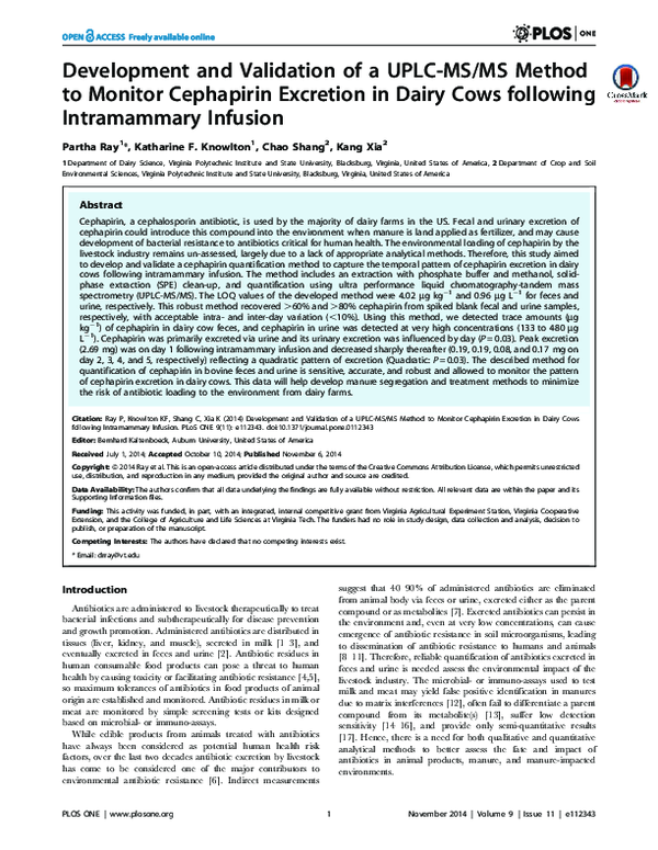 (PDF) Development and validation of an UPLC-MS/MS method for the determination of ionophoric and ...