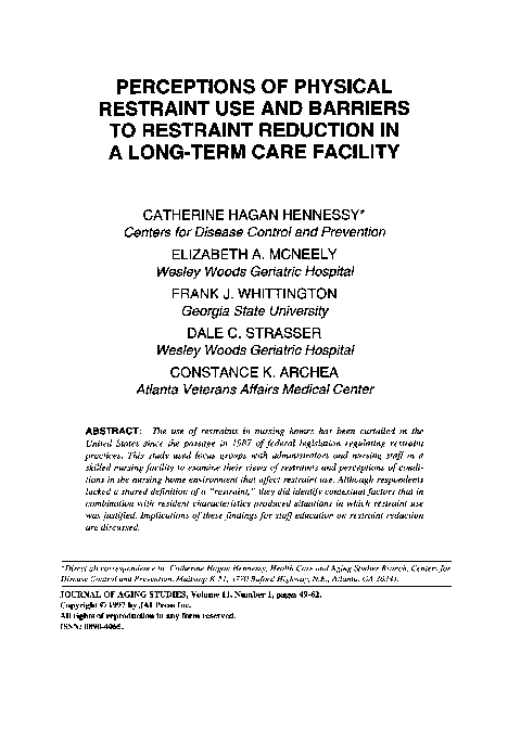 (PDF) Perceptions of physical restraint use and barriers to restraint ...