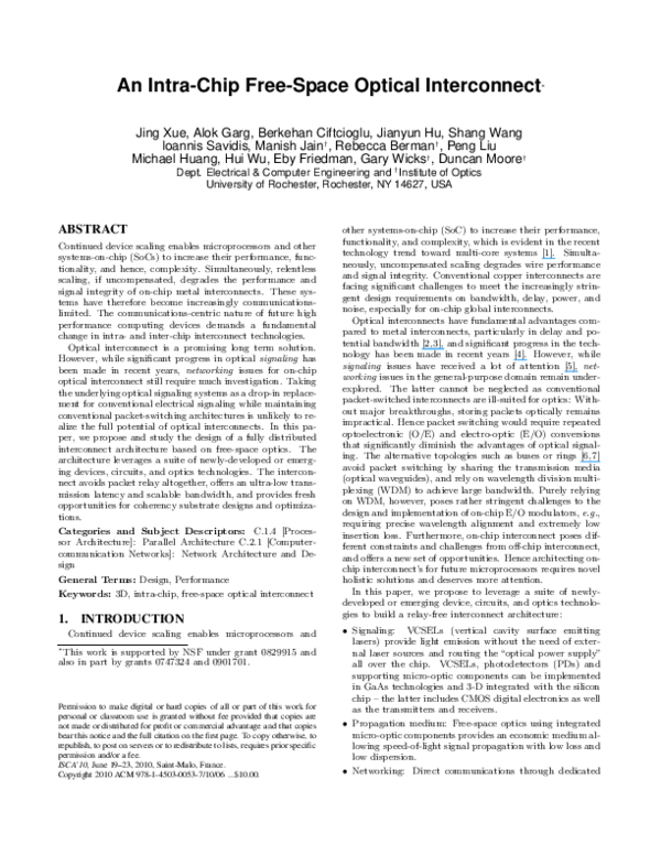 (PDF) An intra-chip free-space optical interconnect | Eby Friedman ...