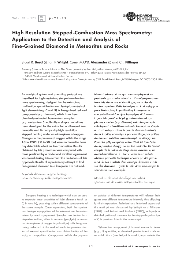 (PDF) High Resolution Stepped-Combustion Mass Spectrometry: Application ...