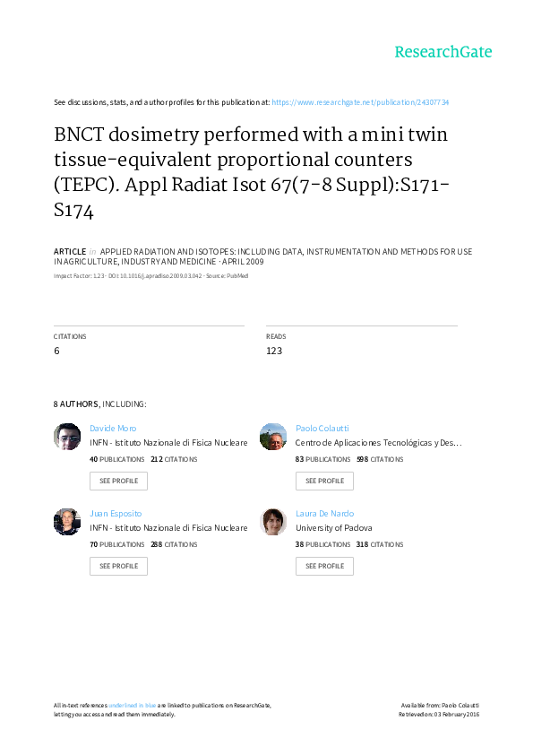 (PDF) BNCT dosimetry performed with a mini twin tissue-equivalent ...