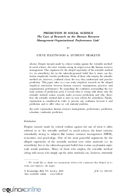 (PDF) Prediction in Social Science