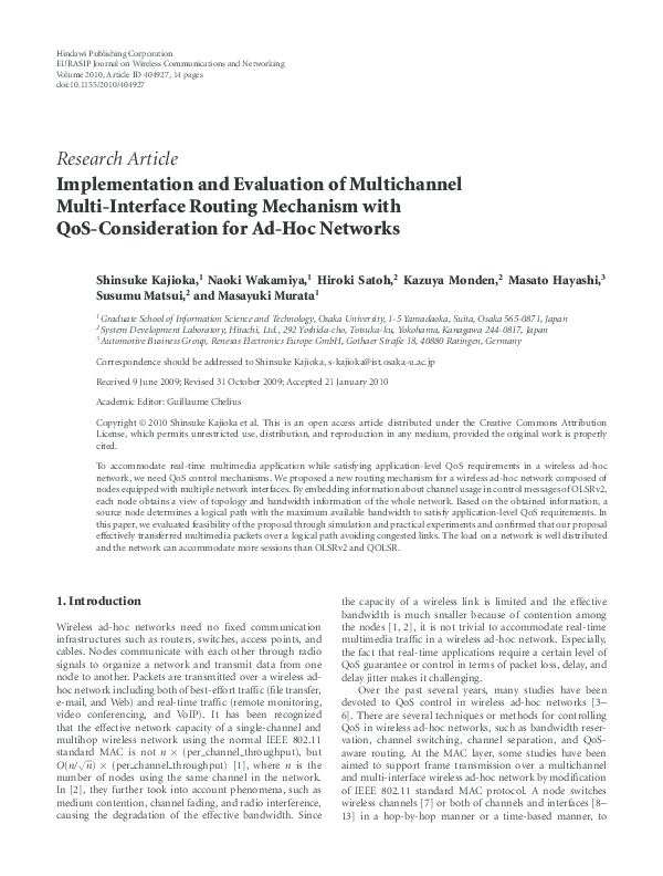 (PDF) Implementation and Evaluation of Multichannel Multi-Interface Routing Mechanism with QoS ...