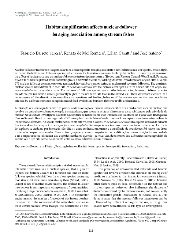 (PDF) Habitat simplification affects nuclear-follower foraging ...