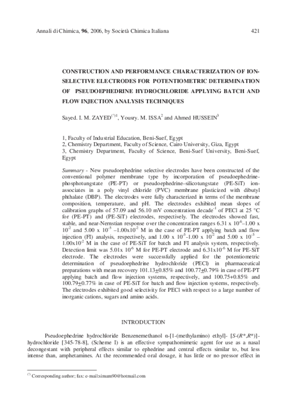 Pdf Construction And Performance Characterization Of Ion Selective Electrodes For